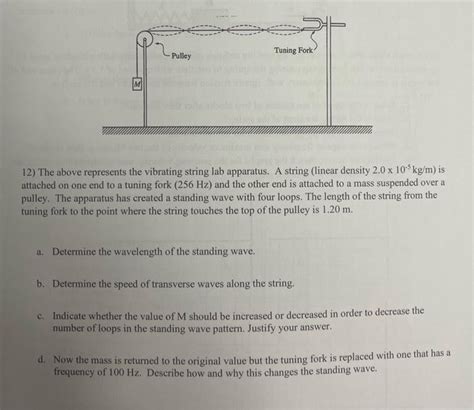 solved 12 the above represents the vibrating string lab
