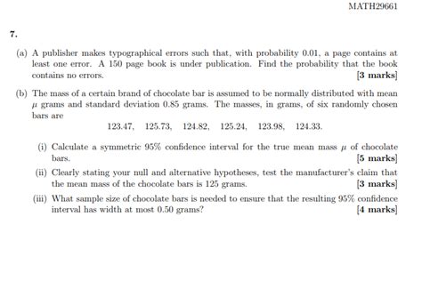 Solved A A Publisher Makes Typographical Errors Such That