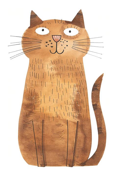 미니멀한 몸매의 만화 고양이 일러스트