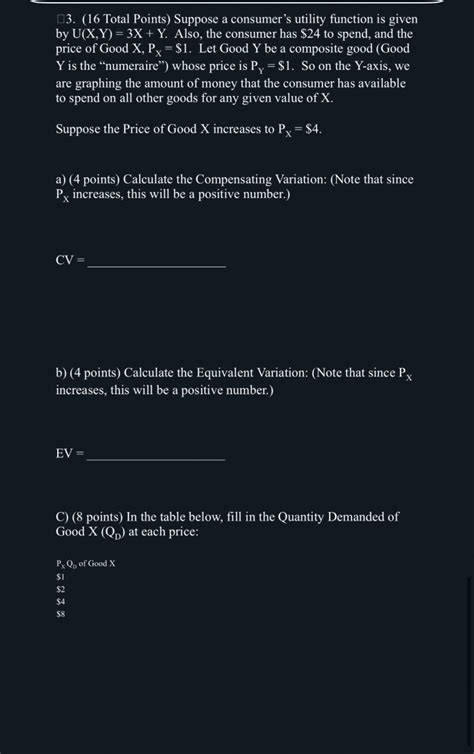 Solved 16 ﻿total Points ﻿suppose A Consumers Utility