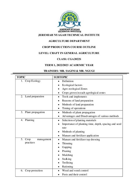 Pdf Crop Production Lecture Notes