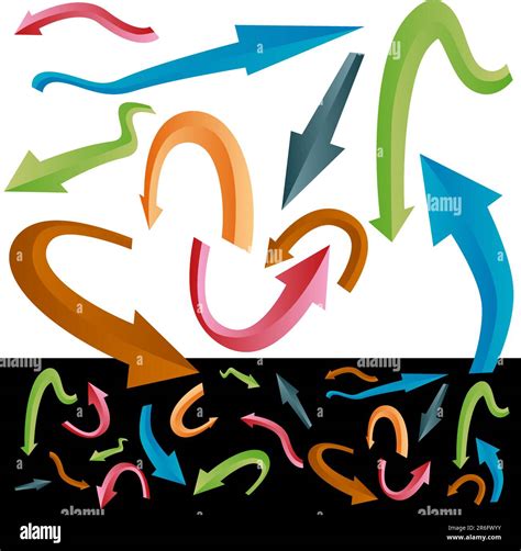 Beveled Curving Arrow Set Isolated On A White Background Stock Vector Image Art Alamy