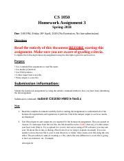 HW Docx CS Homework Assignment Spring Due PM Friday Th April No