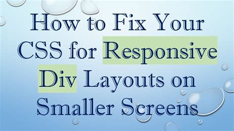 How To Fix Your Css For Responsive Div Layouts On Smaller Screens Youtube