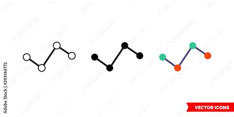 Analytics Line Chart Diagram Icon Of 3 Types Color Black And White Outline Isolated Vector