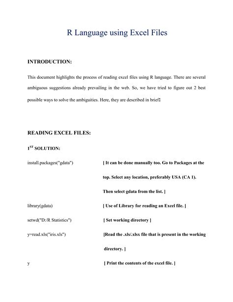 R With Excel Pdf