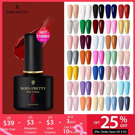 Born Pretty 세미 퍼머넌트 솔리드 네일 젤 10ml 젤 네일 폴리쉬 레드 누드 네일젤 바니시 Uv 젤 베이스