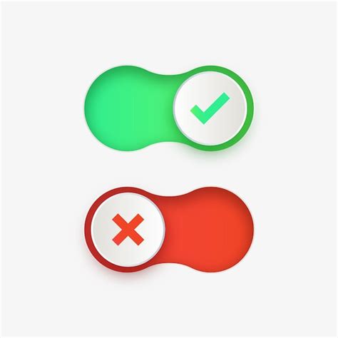 Premium Vector Toggle Switch Buttons On And Off Icon With Green Yes And Red No Checkmark Symbols