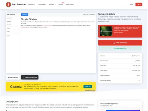Startbootstrap Simple Sidebar By Startbootstrap A Html Template