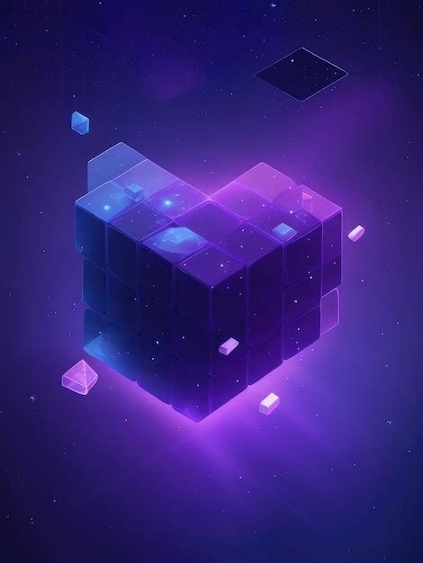 Premium Ai Image Purple Tiny Cubes Abstract Background