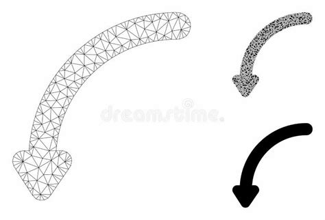 Rotate Left Vector Mesh Network Model And Triangle Mosaic Icon Stock
