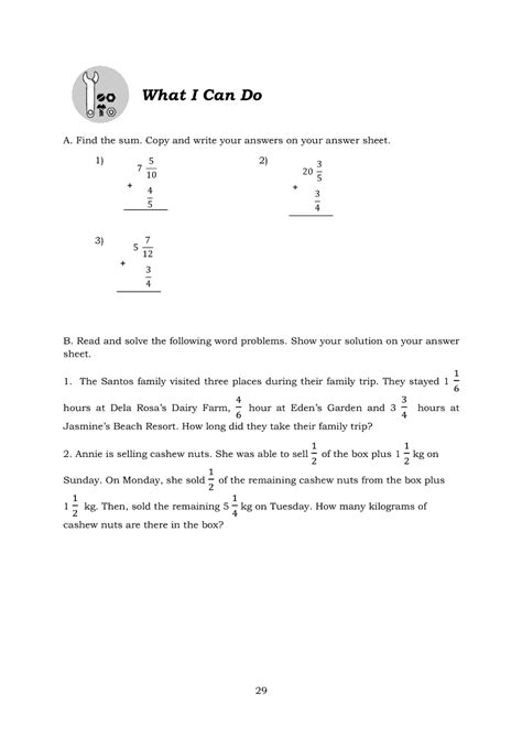 Math 6 Module 1 Adding Simple Fractions And Mixed Numbers Without And