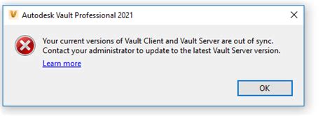 las versiones actuales de vault client y vault server no están