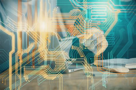 배경에 컴퓨터에서 작업 하는 남자와 세계지도 홀로그램의 두 번 노출 전 세계 웹의 개념 가상현실에 대한 스톡 사진 및 기타 이미지 가상현실 경제 국제 금융 Istock