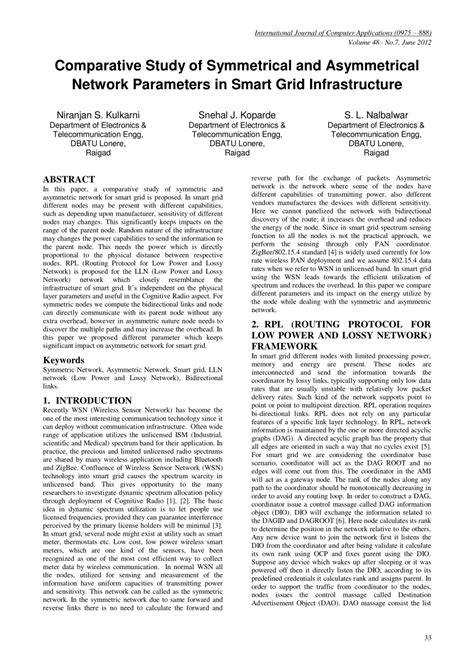 PDF Comparative Study Of Symmetrical And Asymmetrical Network Parameters In Smart Grid