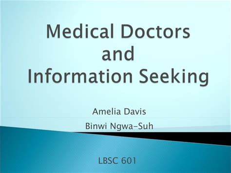 Medical Doctors Lbsc 601b Ppt