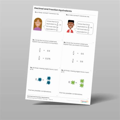 Year 6 Decimal And Fraction Equivalents Fluency Matrix Resource