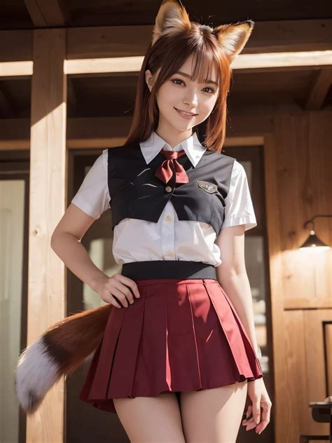 A Close Up Of A Woman In A Skirt And A Cat Tail Seaart Ai