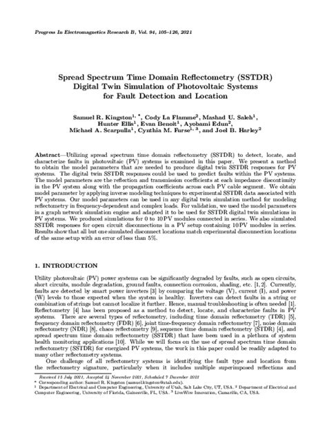 Pdf Spread Spectrum Time Domain Reflectometry Sstdr Digital Twin Simulation Of Photovoltaic