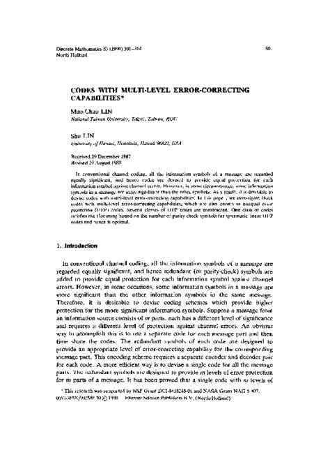 pdf codes with multi level error correcting capabilities