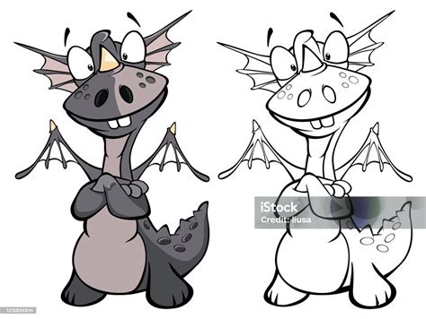 당신을 위한 귀여운 만화 캐릭터 드래곤의 벡터 일러스트 레이션 디자인 및 컴퓨터 게임 색칠하기 책 윤곽선 세트 볼테르 인조에 대한 스톡 벡터 아트 및 기타 이미지 Istock