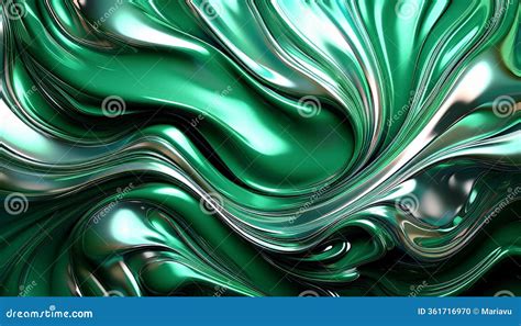 Cool 3d Liquid Mercury Mirror Green and Silver Background Wallpaper Design Stock Illustration ...
