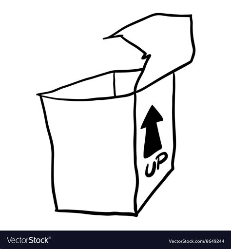Black And White Freehand Drawn Cartoon Empty Box Vector Image