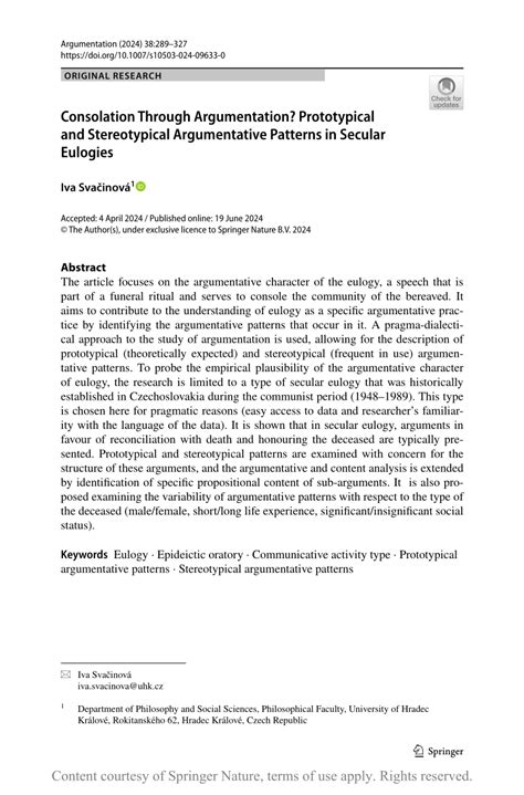 Consolation Through Argumentation Prototypical And Stereotypical Argumentative Patterns In