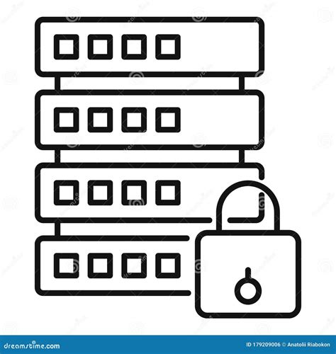 Secured Server Icon Outline Style Stock Vector Illustration Of Configuration Information
