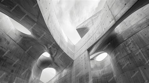 Premium Photo Modern Abstract Architecture With Curved Concrete Forms And Skylights A Dramatic