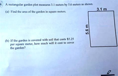solved rectangular garden plot measures 3 1 meters by 5 6 meters as