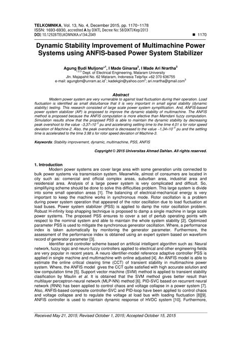 Pdf Dynamic Stability Improvement Of Multimachine Power Systems Using