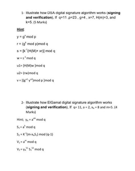 Solved 1 Illustrate How Dsa Digital Signature Algorithm