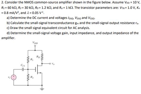 Solved 2 Consider The Nmos Common Source Amplifier Shown In