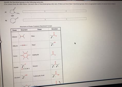 Solved Identify the functional groups in the following | Chegg.com
