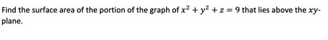 Solved Find The Surface Area Of The Portion Of The Graph Of Chegg