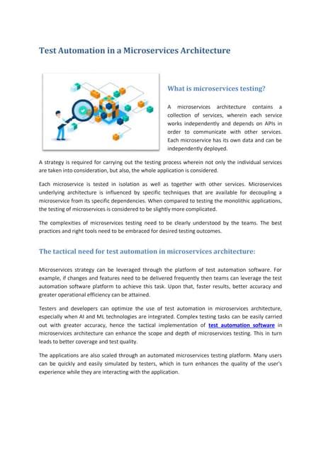 Test Automation In A Microservices Architecturepdf
