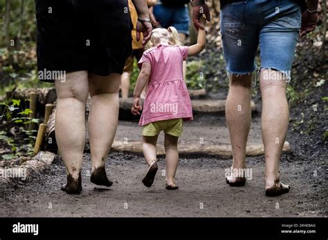 BRUNSSUM Visitors To The Barefoot Park Walk Over Various Obstacles There Are More And More