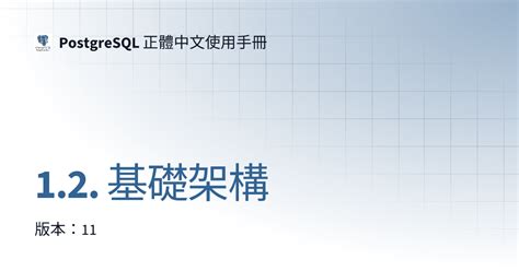 12 基礎架構 Postgresql 正體中文使用手冊 12 基礎架構 Postgresql 正體中文使用手冊
