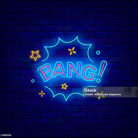만화 연설 거품 네온 사인 뱅 개념 팝 아트 디자인 반짝이는 효과 포스터 벡터 일러스트 레이 션 개념에 대한 스톡 벡터 아트 및 기타 이미지 Istock
