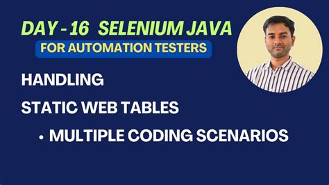 Day 16 Selenium Java Handling Static Web Tables Multiple Coding