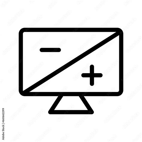 Computer Screen Settings Brightness Icon Symbol Vector Brightness Settings With Plus And