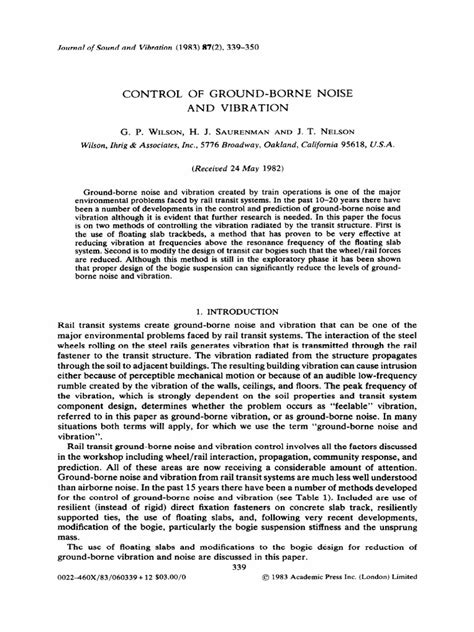Control Of Ground Borne Noise And Vibration Pdf