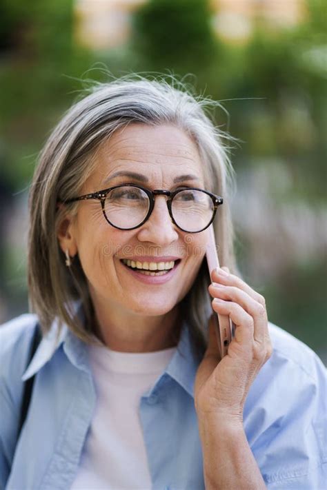 Woman With Glasses Talking On Cell Phone Stock Image Image Of Talking