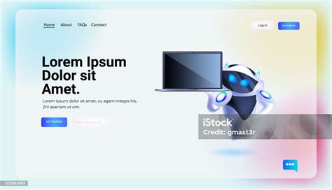 노트북 인공 지능 기술을 사용하는 현대 로봇 개념 전체 길이 수평 가상현실에 대한 스톡 벡터 아트 및 기타 이미지 가상현실 개념 노트북 Istock