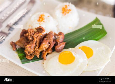 Tocilog A Traditional Filipino Breakfast At A Resort Restaurant In Baler Philippines Stock Tocilog A Traditional Filipino Breakfast At A Resort Restaurant In Baler Philippines Stock