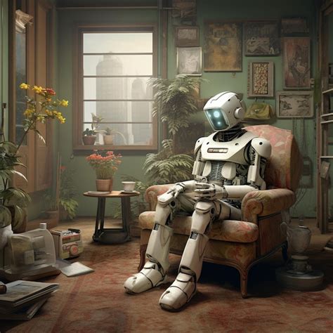 premium ai image anthropomorphic robot indoors