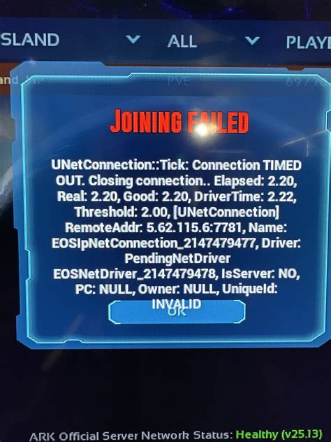 Unetconnection Error Connection Timed Out Rarksurvivalascended