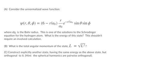 Solved A Consider The Unnormalized Wave Function Y R Chegg