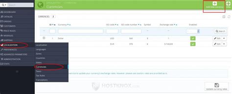 hostknox prestashop 1 5 1 6 currencies tutorial